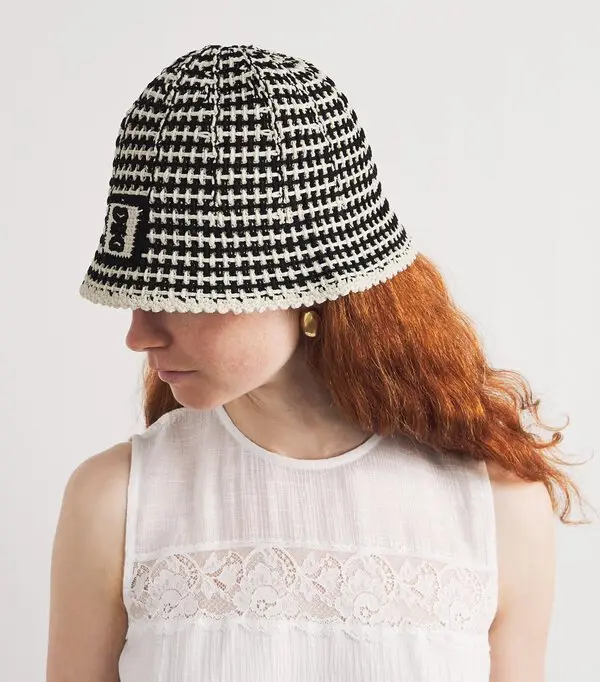Sandro Two-toned Crochet Bucket Hat