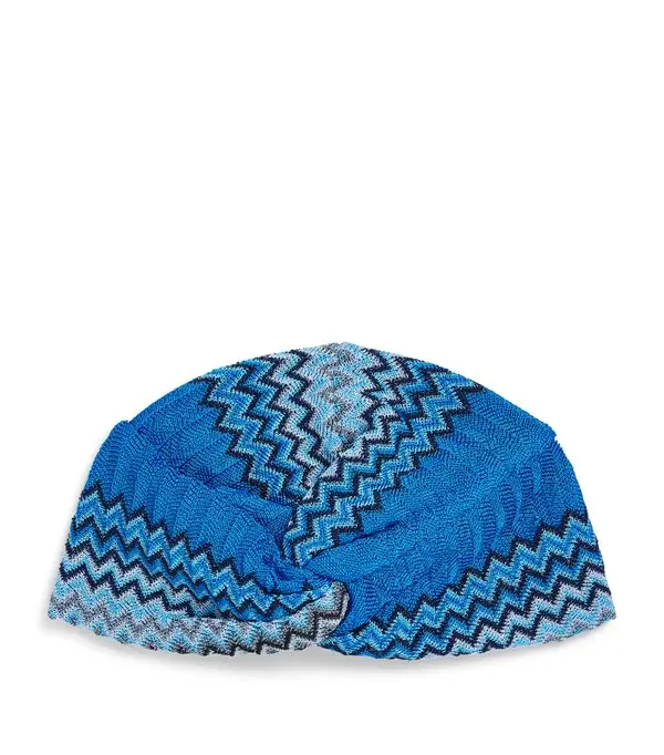 Missoni Knot-front Zigzag Turban - Blue