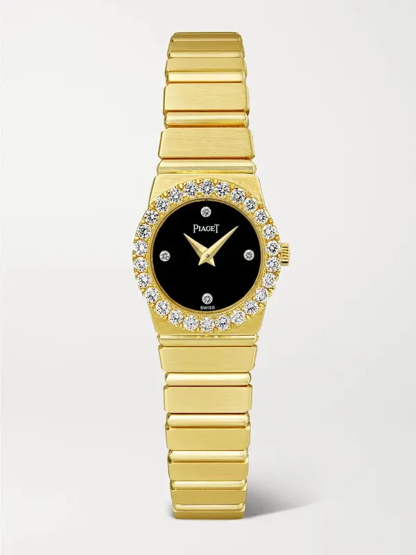 STEPHANIE WINDSOR Piaget Vintage 18k Yellow Diamond And Onyx Polo Watch - Gold