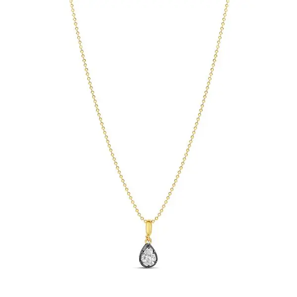 SHYMI 14k Gold Plated Black Rhodium Pear Drop Pendant Necklace - Gold/black