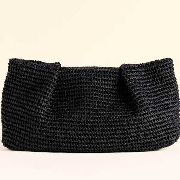 HAMEL ATELIER Handmade Raffia Clutch Bag - Black