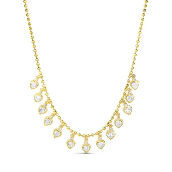 SHYMI 14k Plated Sterling Silver Cubic Zirconia Heart Charm Necklace - Gold