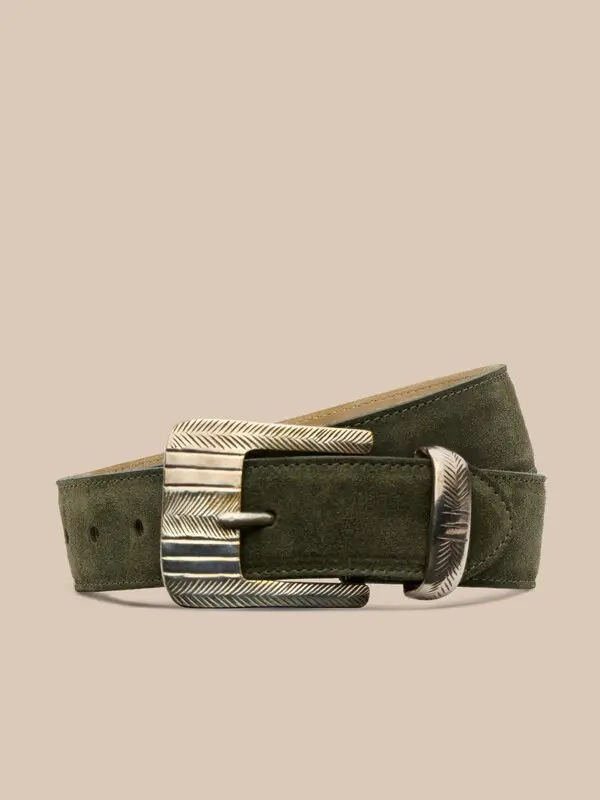 L'Agence Aya Suede Belt - Olive Suede