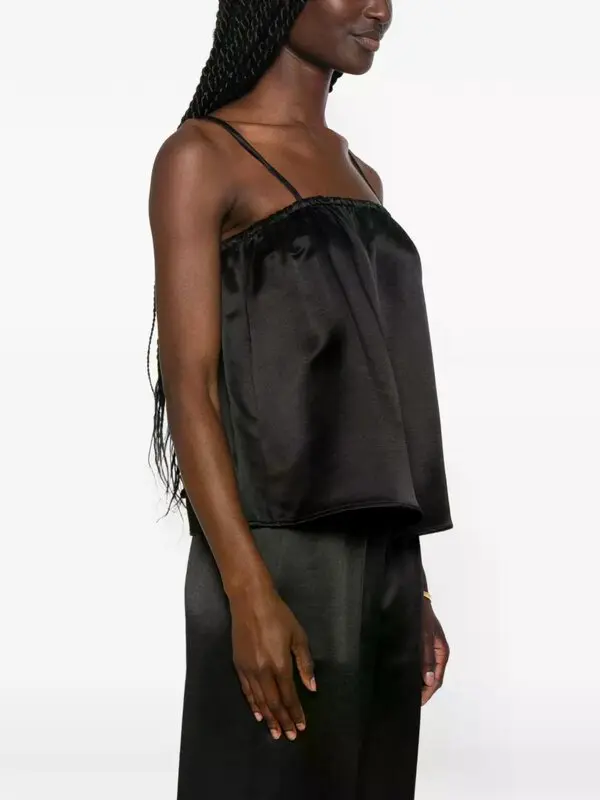 Soft Goat Gathered Spaghetti-strap Blouse