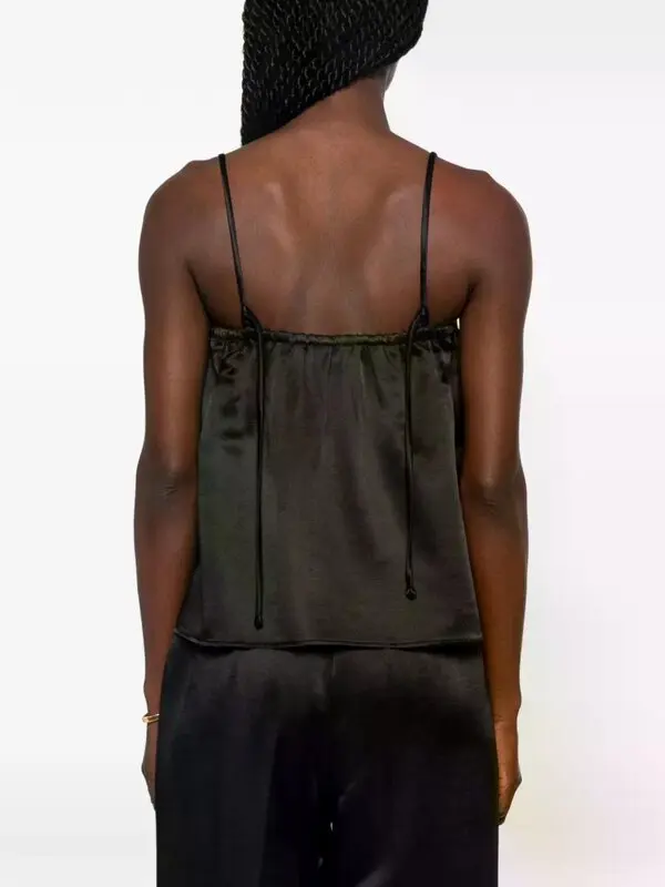 Soft Goat Gathered Spaghetti-strap Blouse
