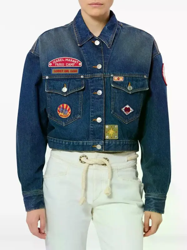 Isabel Marant Étoile Demia Embroidered Patches Denim Jacket