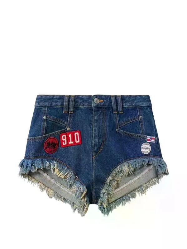 Isabel Marant Étoile Eneidala Frayed Denim Shorts With Patchwork