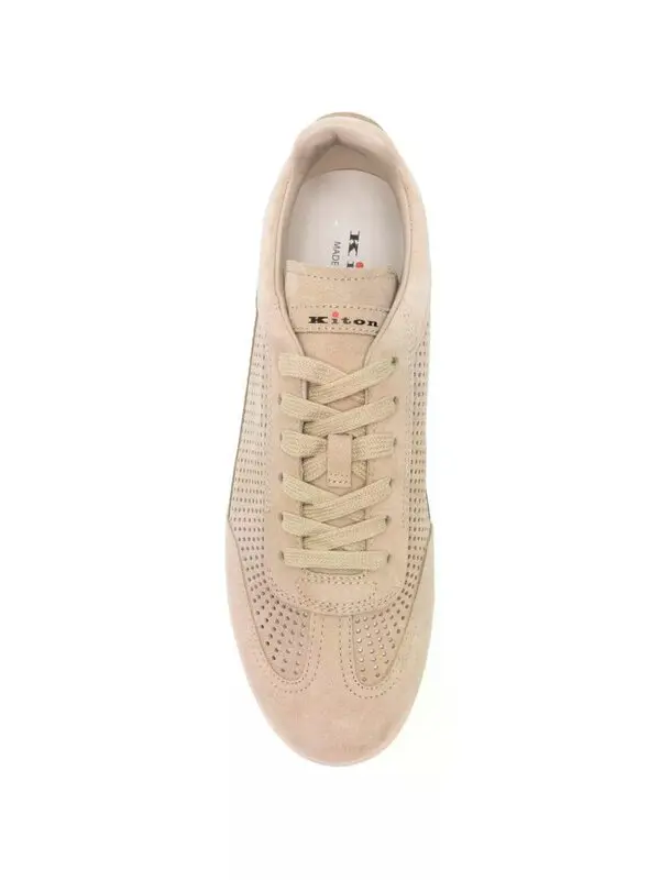 Kiton Perforated Suede Sneakers - Neutrals