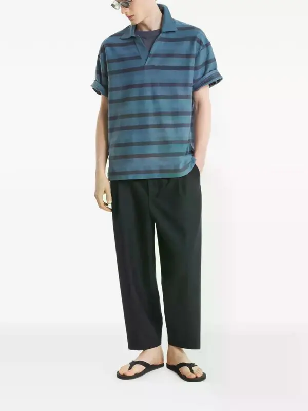 Maison Kitsuné Striped Short-sleeve Polo-collar T-shirt