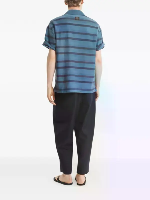 Maison Kitsuné Striped Short-sleeve Polo-collar T-shirt