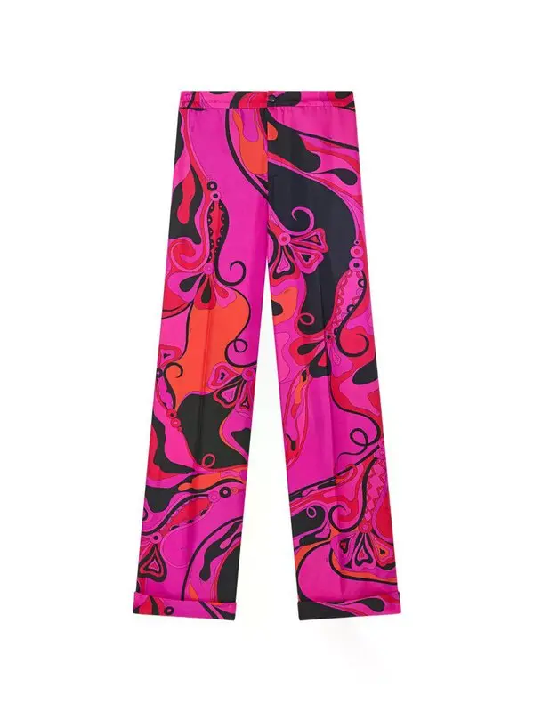 Emilio Pucci Silk Twill Orchidee Print Pants