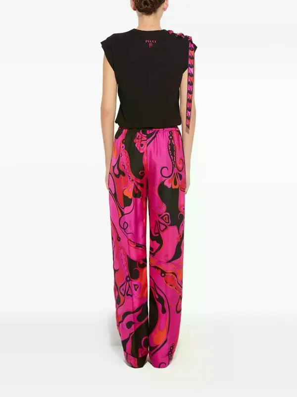 Emilio Pucci Silk Twill Orchidee Print Pants