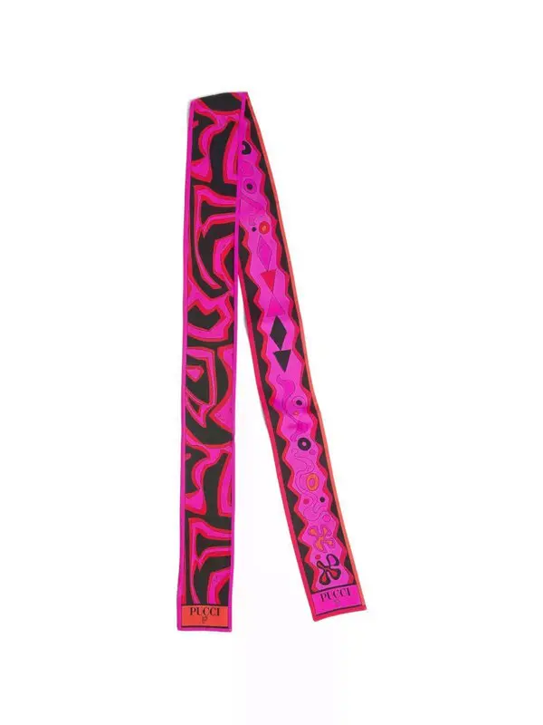 Emilio Pucci Mixed Print Silk Twill Scarf - Pink