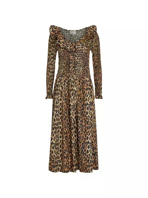 DAMSON MADDER Leopard Print Ruffled Dress