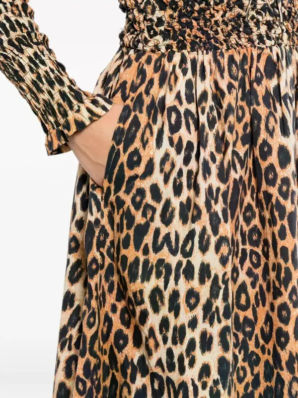 DAMSON MADDER Leopard Print Ruffled Dress
