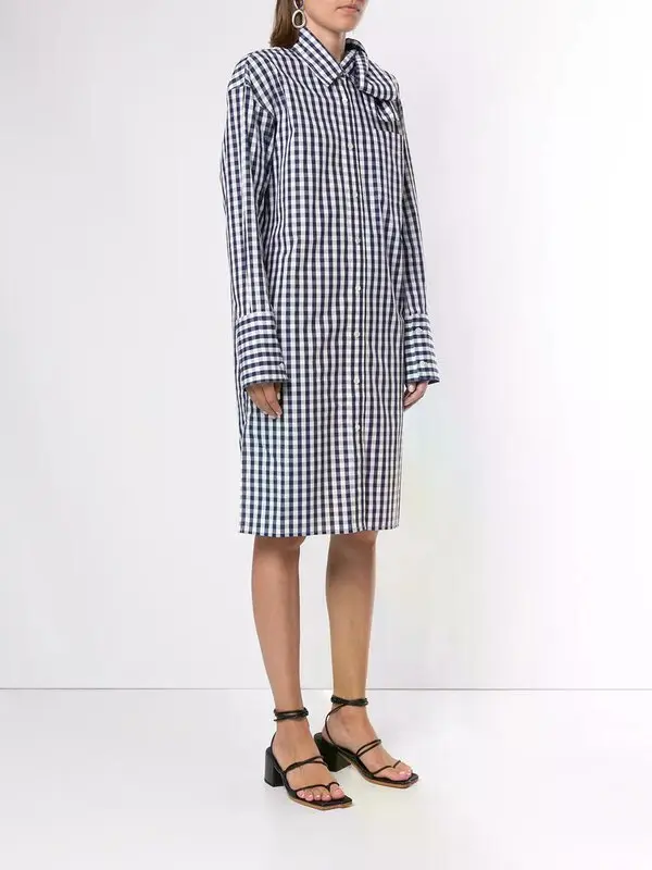 JW Anderson Check Bow Collar Shirt Dress