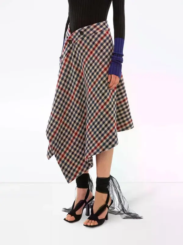 JW Anderson Checked Wool Blanket Skirt