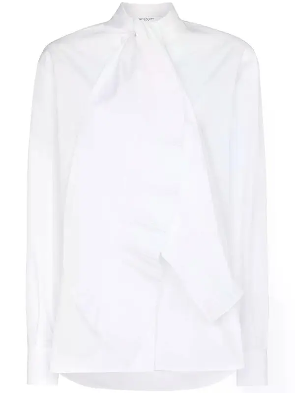 Givenchy Scarf-neck Poplin Blouse