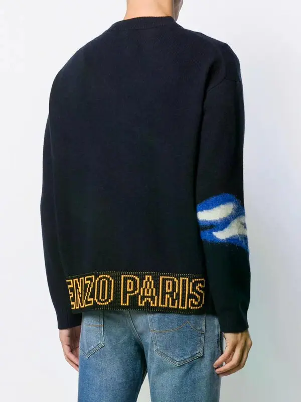 Kenzo Intarsia-knit Logo Wool-blend Sweater
