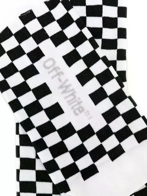 Off-White Checkerboard Logo Socks