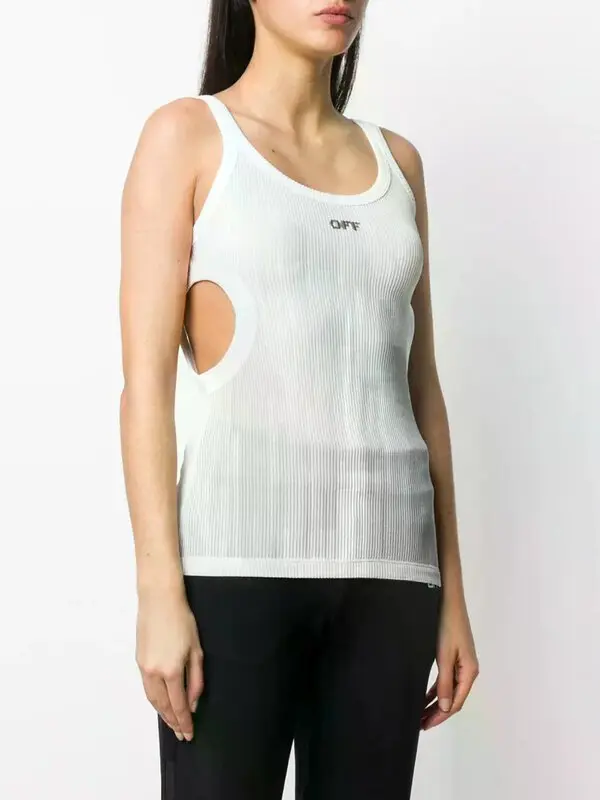 Off-White Ribbed Cut-out Tank Top