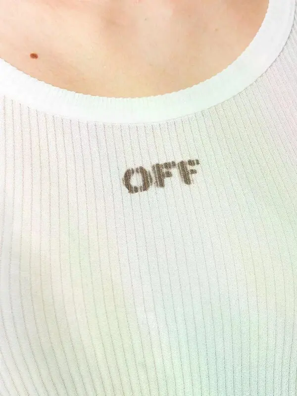 Off-White Ribbed Cut-out Tank Top