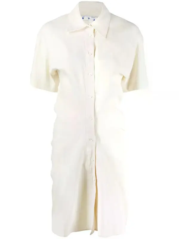 Off-White Ruched Shirt Dress