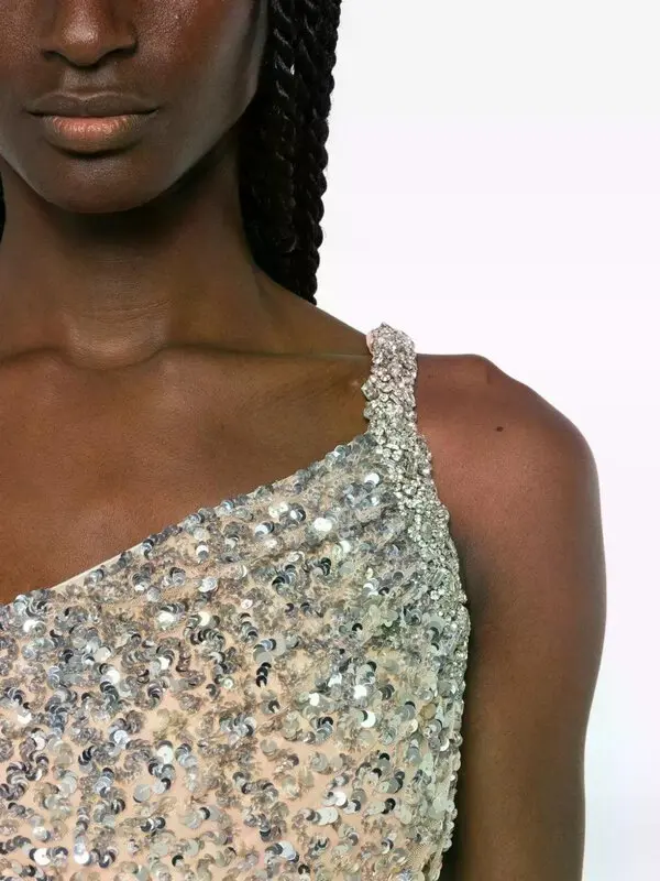 Amen Sequin-embellished One-shoulder Mini Dress