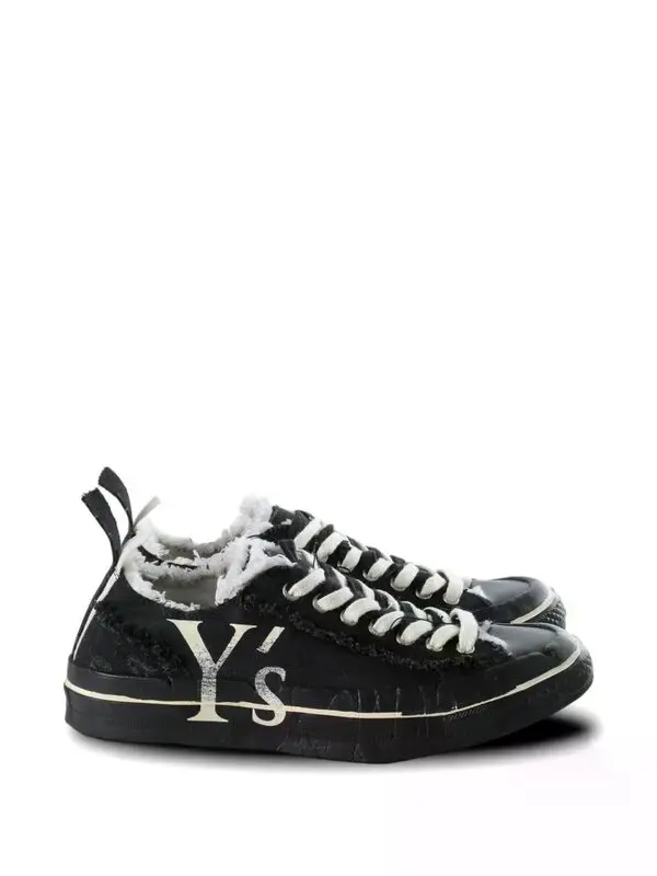 Y’s Logo-print Frayed Cotton Sneakers