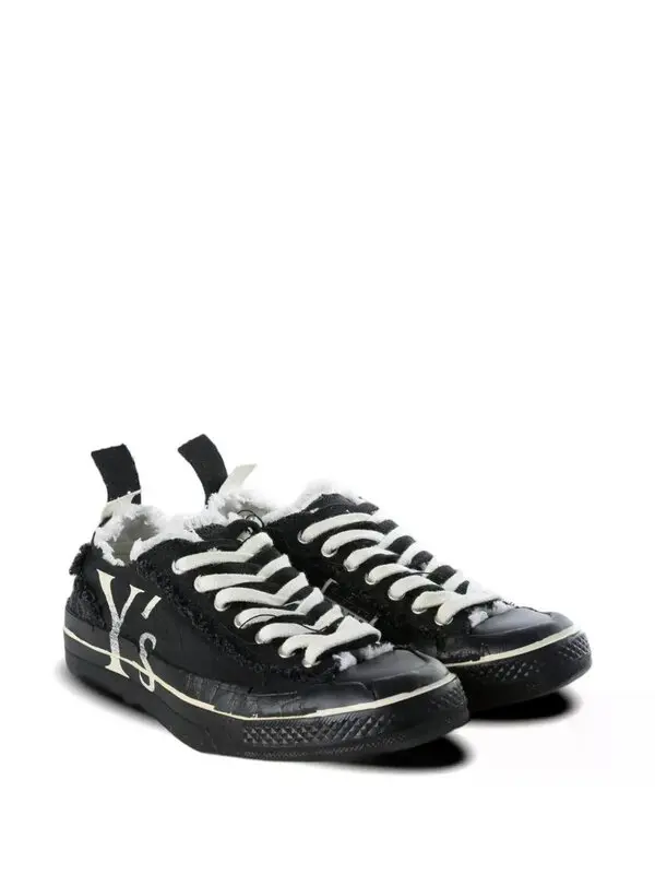 Y’s Logo-print Frayed Cotton Sneakers