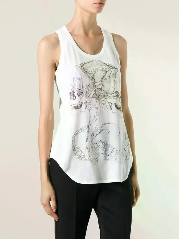 Alexander McQueen Skull And Rose Print Tank Top