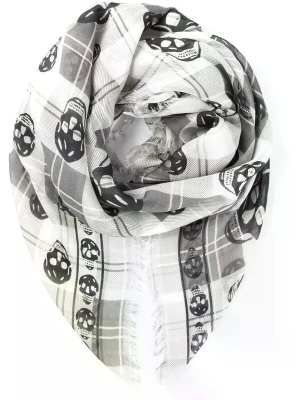 Alexander McQueen Skull Print Scarf - White