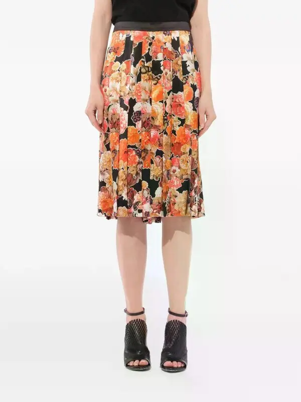 Givenchy Floral Pleated Midi Skirt