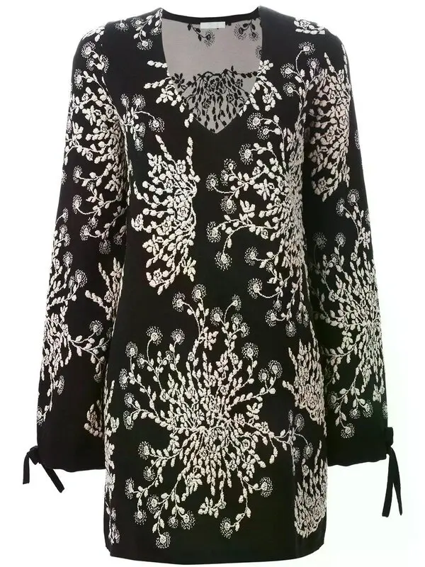 Chloé Floral Knit V-neck Dress