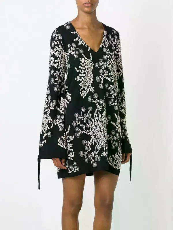 Chloé Floral Knit V-neck Dress