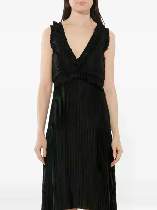 Givenchy Pleated Sleeveless V-neck Dress