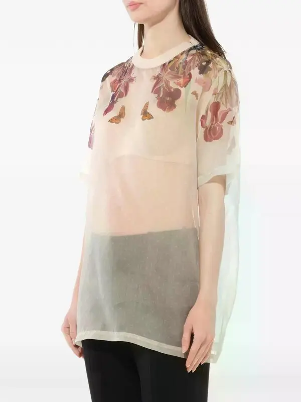 Givenchy Floral Print Sheer T-shirt
