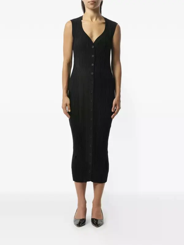 Givenchy Ribbed-knit Sweetheart Neckline Midi Dress