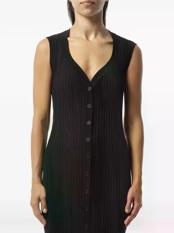 Givenchy Ribbed-knit Sweetheart Neckline Midi Dress