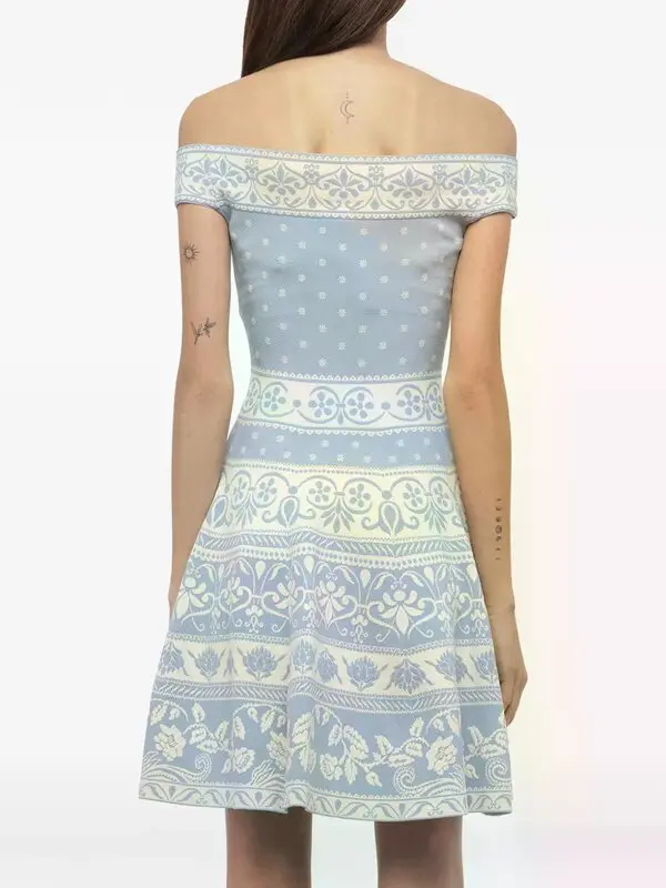 Alexander McQueen Floral Jacquard Mini Dress - Blue