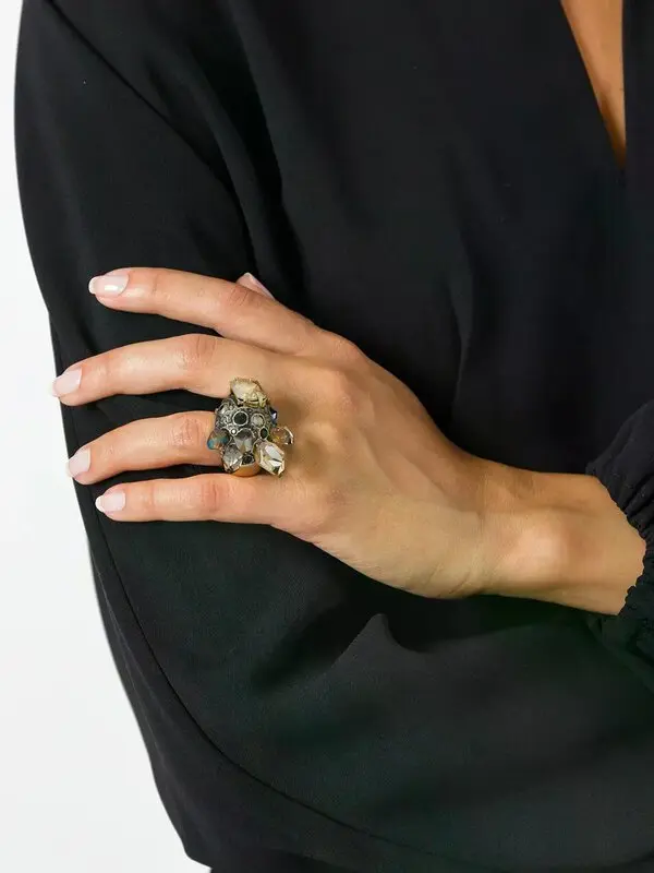 LANVIN Crystal Embellished Chunky Ring