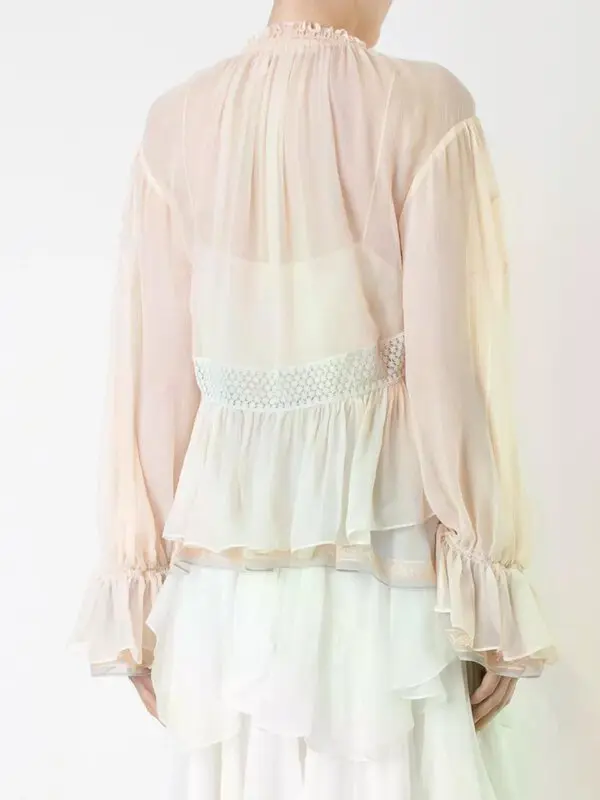 Chloé Colorblock Tiered Silk-cotton Blend Blouse