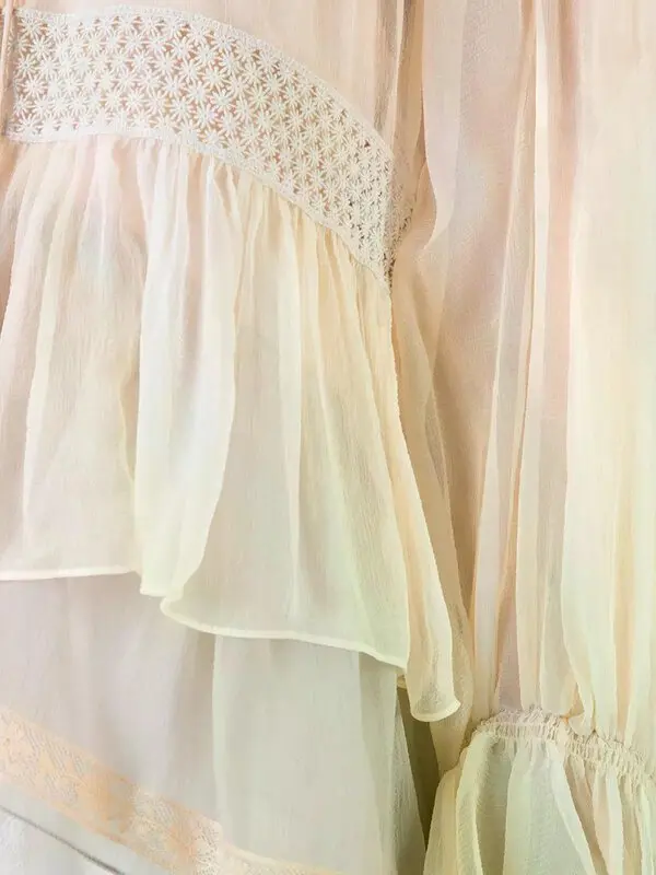 Chloé Colorblock Tiered Silk-cotton Blend Blouse