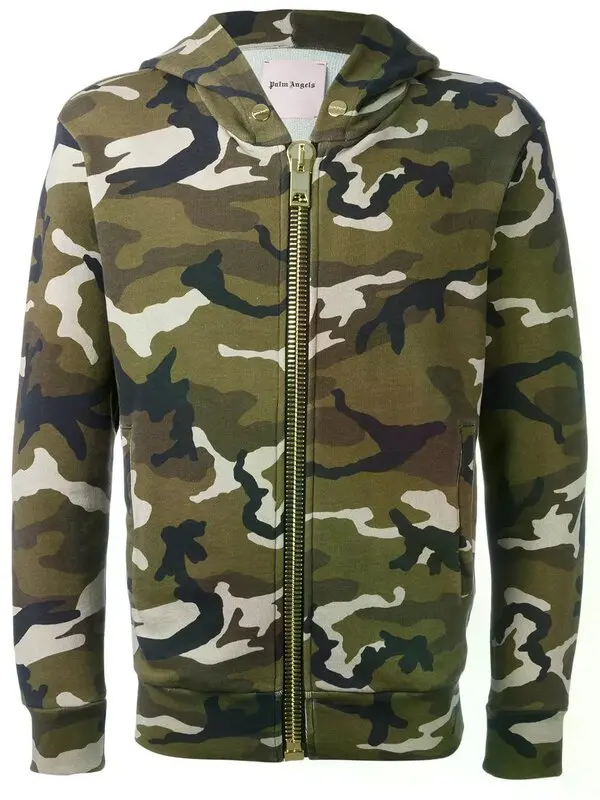 Palm Angels Camouflage Zipped Hoodie - Green