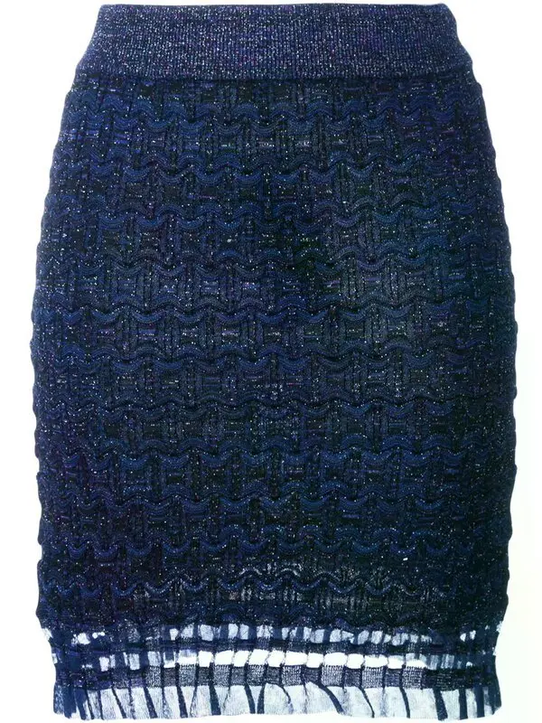 Kenzo Navy Lace Hem Skirt - Blue