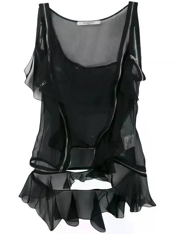Givenchy One-shoulder Ruffle Zip Top