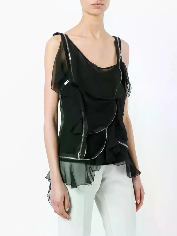 Givenchy One-shoulder Ruffle Zip Top