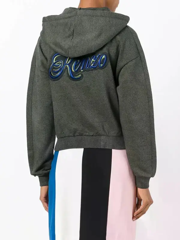 Kenzo Embroidered Logo Zip Front Hoodie