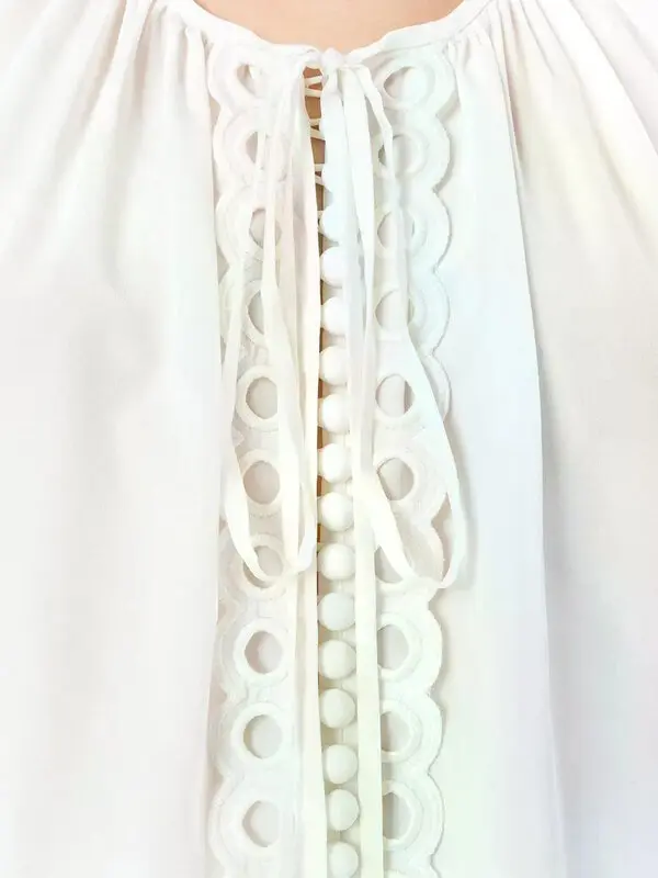 Chloé Silk Tie Placket Peasant Blouse