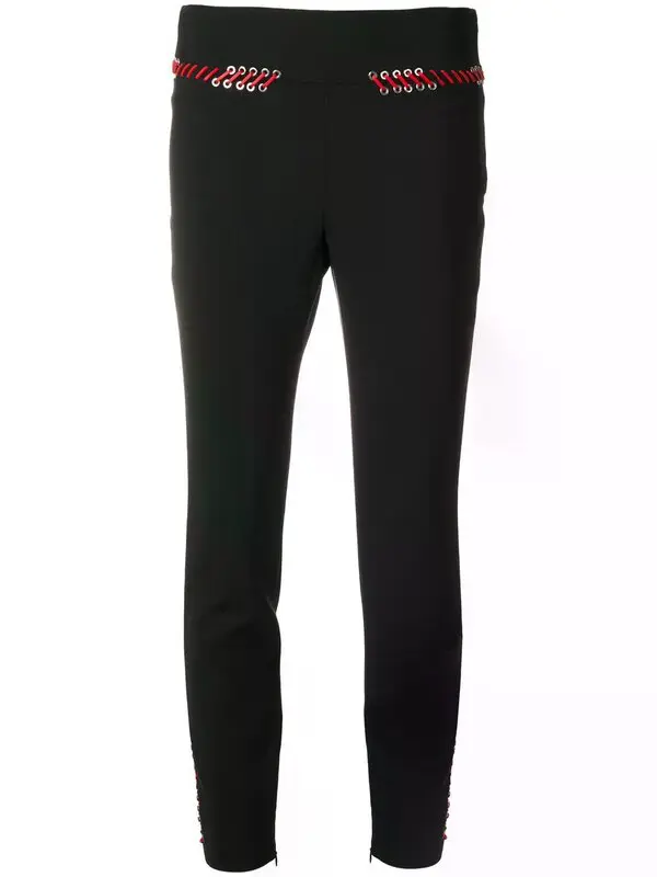 Alexander McQueen Wool Blend Lace Trim Skinny Trousers